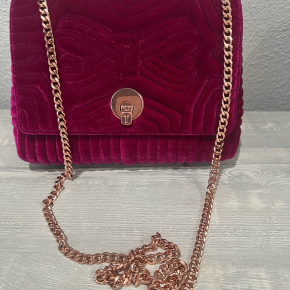 Ted Baker | Bags | Ted Baker Red Crossbody Bag With Quilted Velvet ...